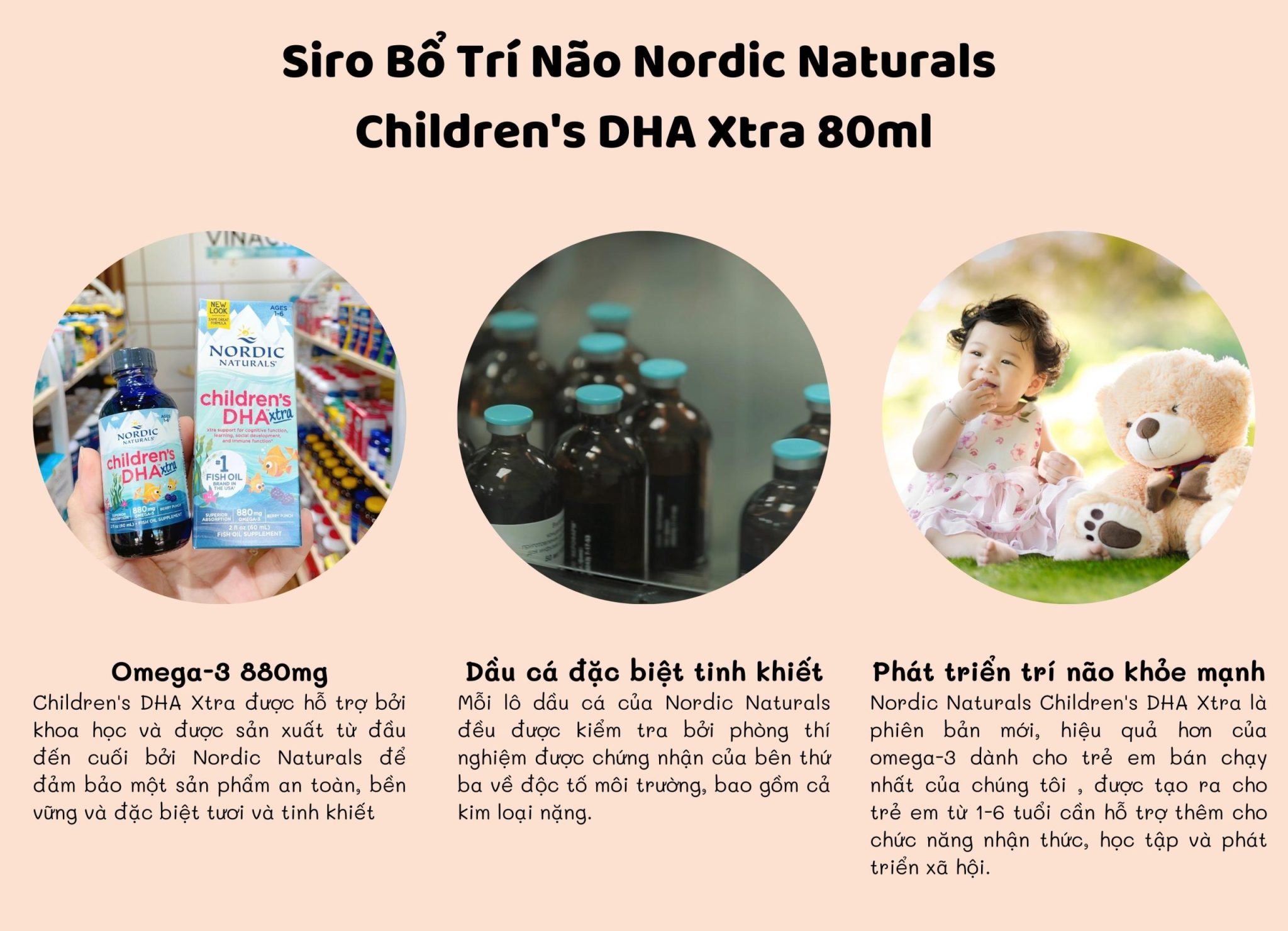 Siro Bổ Trí Não Nordic Naturals Children's DHA Xtra 80ml - Vinacine